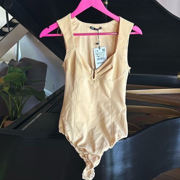 Zara | Tops | Zara Yellow Bodysuit | Poshmark